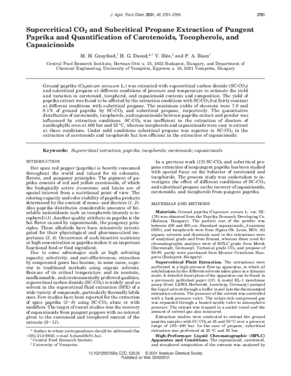 (PDF) Supercritical CO2 and Subcritical Propane Extraction of Pungent ...