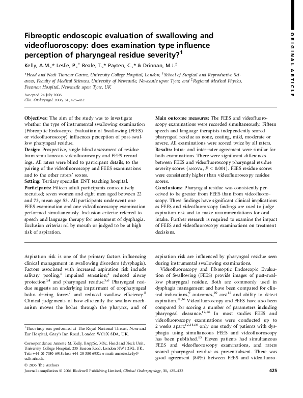 (PDF) Fibreoptic endoscopic evaluation of swallowing and ...