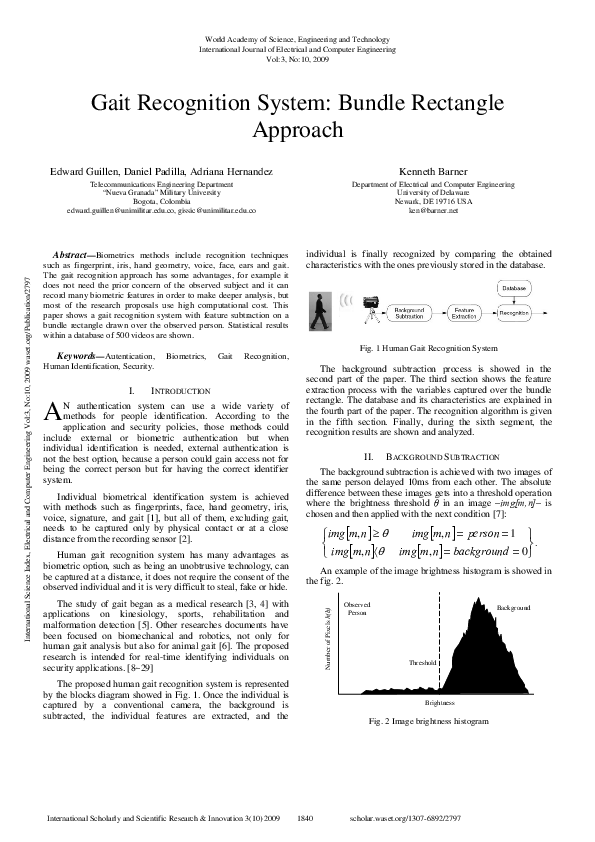 (PDF) Gait Recognition System: Bundle Rectangle Approach