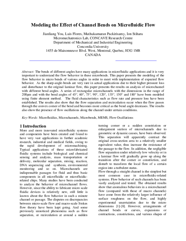 (PDF) Modeling the Effect of Channel Bends on Microfluidic Flow