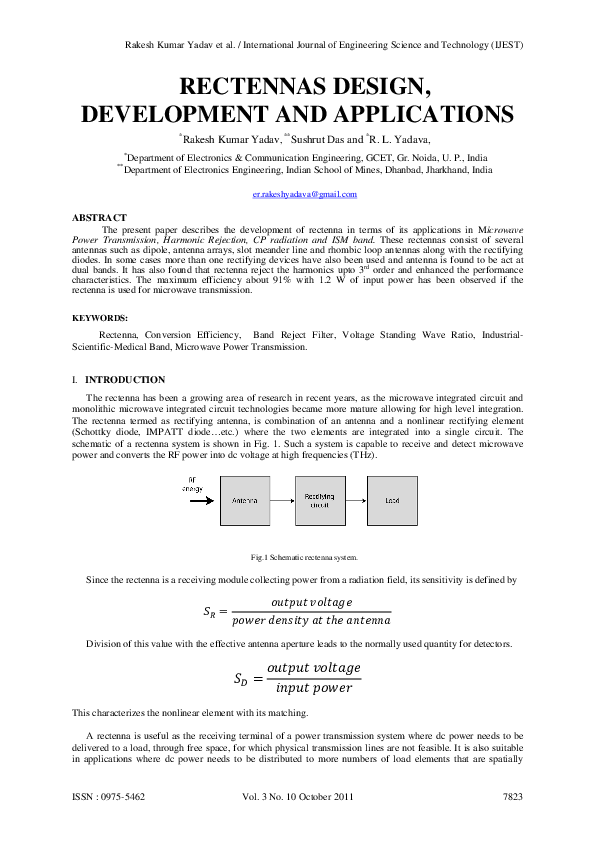 (PDF) Rectennas Design, Development and Applications