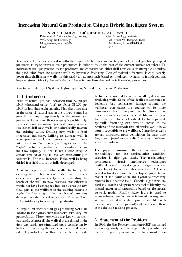 (PDF) Optimizing Natural Gas using Intelligent Systems