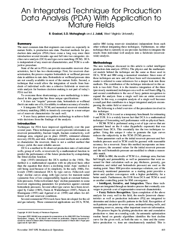 (PDF) An Integrated Technique for Production Data Analysis (PDA) With ...