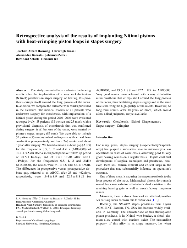 (PDF) Retrospective analysis of the results of implanting Nitinol ...