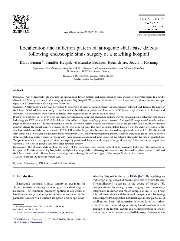 (PDF) Localization and infliction pattern of iatrogenic skull base ...
