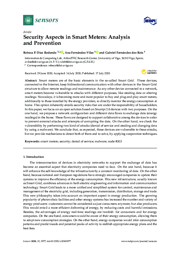 (PDF) Security Aspects in Smart Meters: Analysis and Prevention
