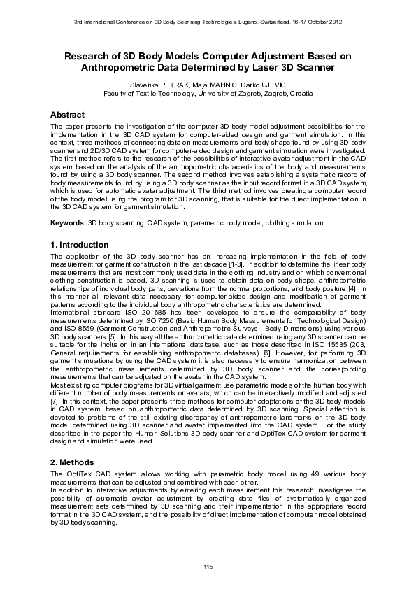 (PDF) Research of 3D Body Models Computer Adjustment Based on ...