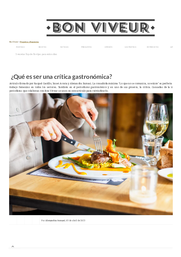 (PDF) ¿Qué es ser una crítica gastronómica?