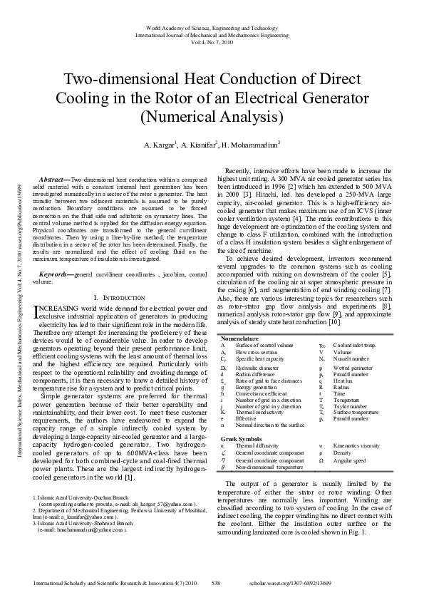 (PDF) Two-Dimensional Heat Conduction Of Direct Cooling In The Rotor Of ... (PDF) Two-Dimensional Heat Conduction Of Direct Cooling In The Rotor Of ...