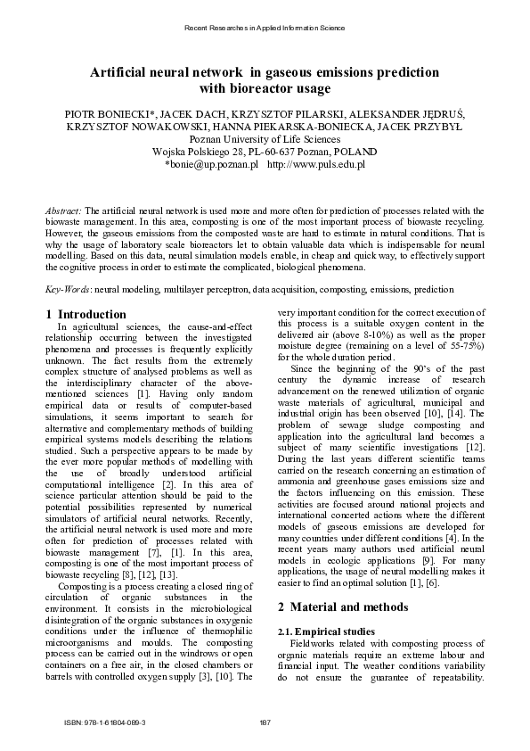 (PDF) Artificial neural network in gaseous emissions prediction with bioreactor usage | Alex ...