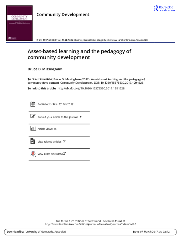 (PDF) Asset-based learning and the pedagogy of community development