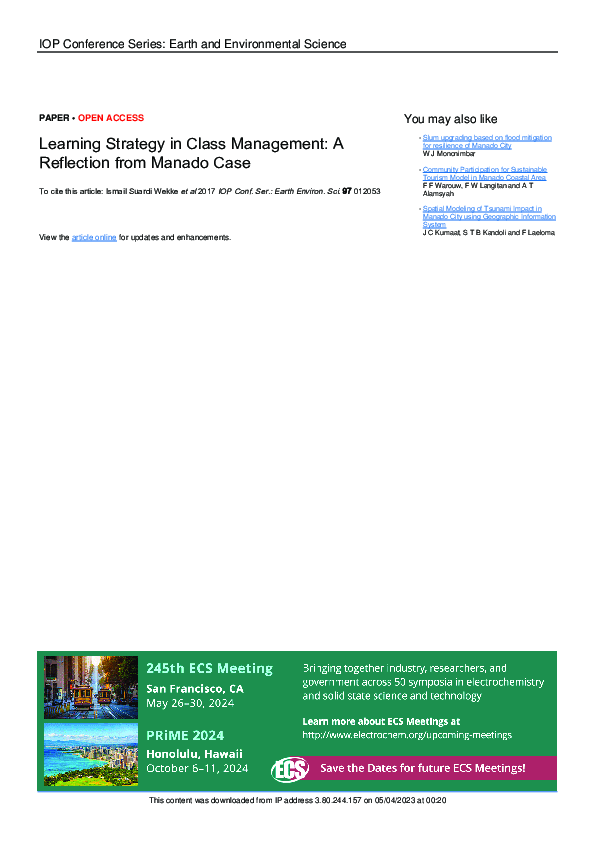 (PDF) Learning Strategy in Class Management: A Reflection from Manado Case
