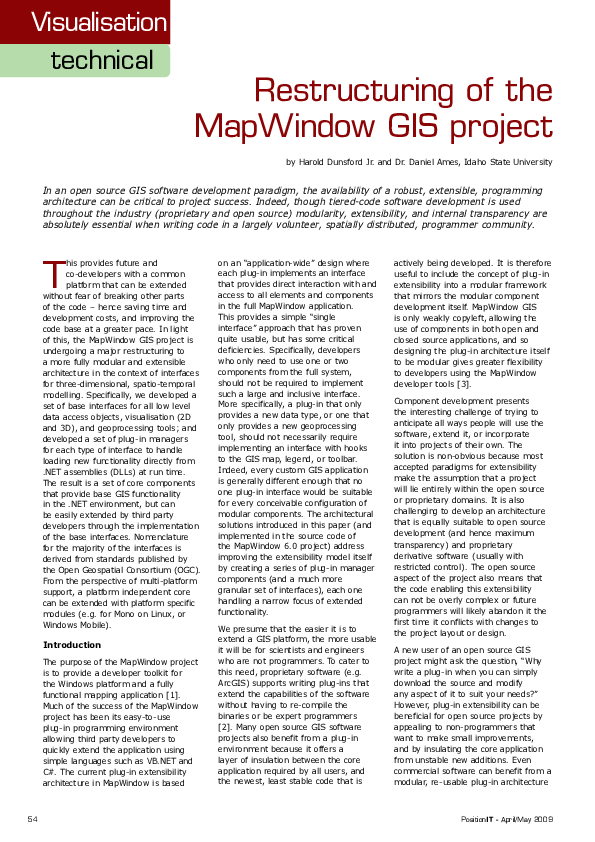 (PDF) Restructuring of the MapWindow GIS project