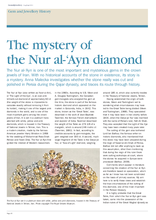 (PDF) The Mystery of the Nur al-'Ayn Diamond