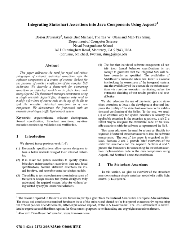 (PDF) Integrating statechart assertions into Java components using AspectJ
