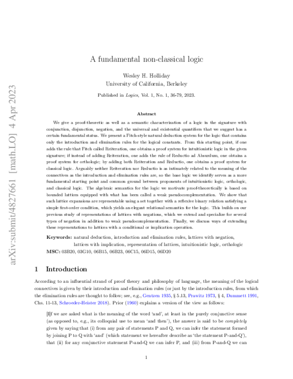 (PDF) A fundamental non-classical logic