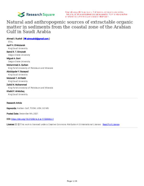 (PDF) Natural and anthropogenic sources of extractable organic matter ...