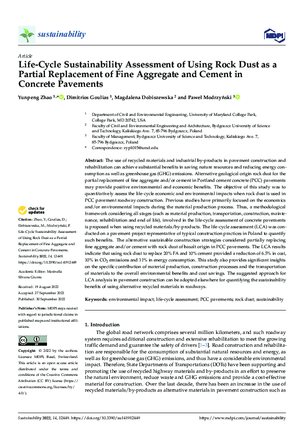 Life-Cycle Sustainability Assessment of Using Rock Dust as a Partial ...