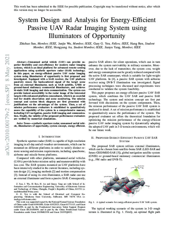 (PDF) System Design and Analysis for Energy-Efficient Passive UAV Radar Imaging System using ...