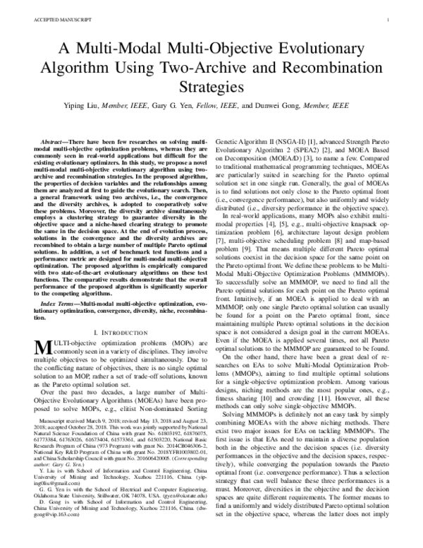 (PDF) A Multimodal Multiobjective Evolutionary Algorithm Using Two-Archive and Recombination ...