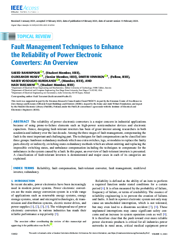 (PDF) Fault Management Techniques to Enhance the Reliability of Power ...