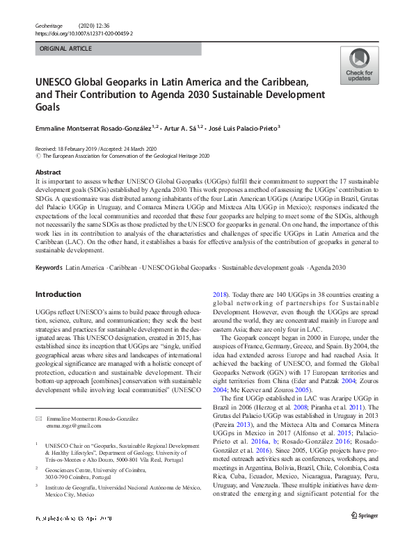 (PDF) UNESCO Global Geoparks in Latin America and the Caribbean, and ...