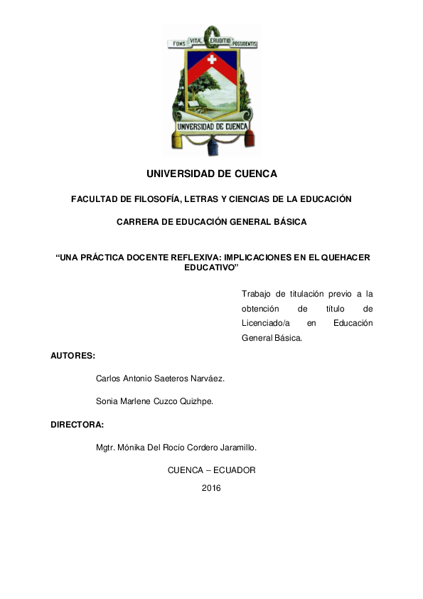 (PDF) Una práctica docente reflexiva: implicaciones en el quehacer ...