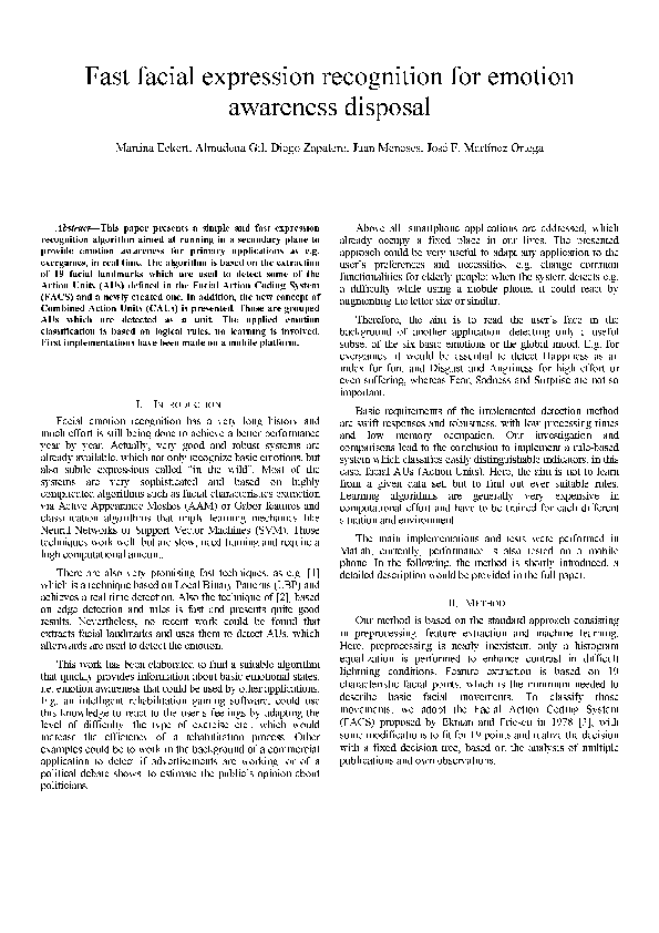 (PDF) Fast facial expression recognition for emotion awareness disposal