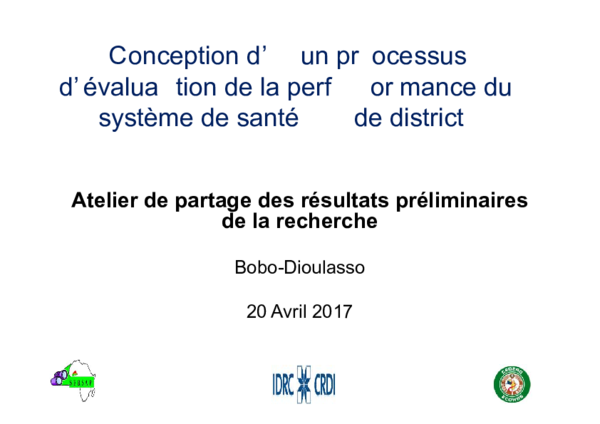 (PDF) Conception d’un processus d’évaluation de la performance du système de santé de district ...