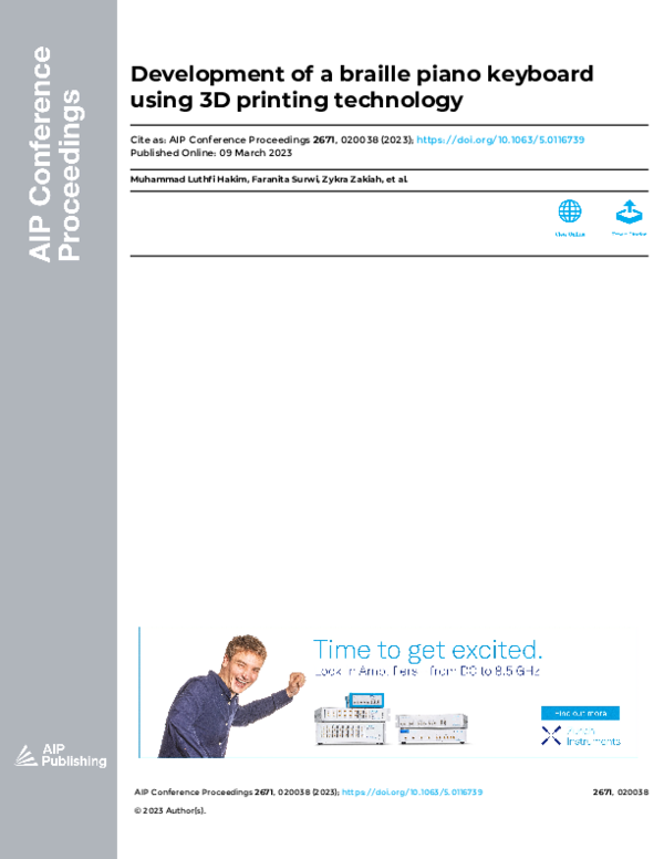 (PDF) Development of a braille piano keyboard using 3D printing technology