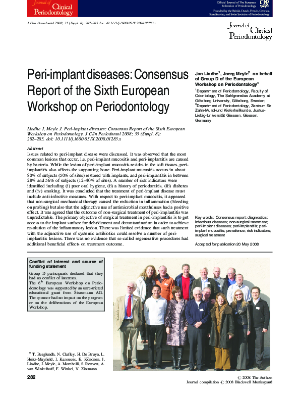 (PDF) Peri-implant diseases: Consensus Report of the Sixth European ...