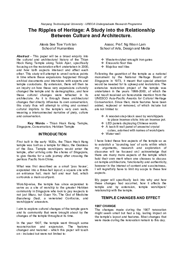 (PDF) The Ripples of Heritage: A Study into the Relationship Between ...