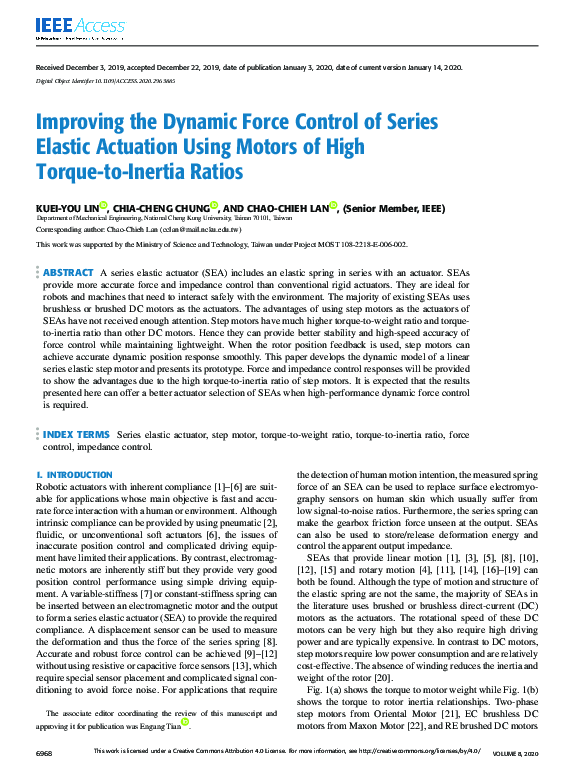 (PDF) Dynamic Force Control in Series Elastic Actuators