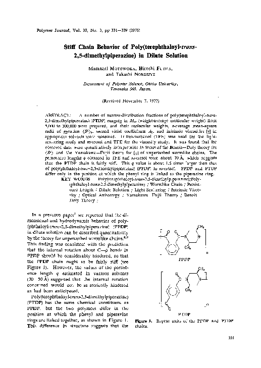(PDF) Stiff Chain Behavior of Poly(terephthaloyl-trans-2,5 ...