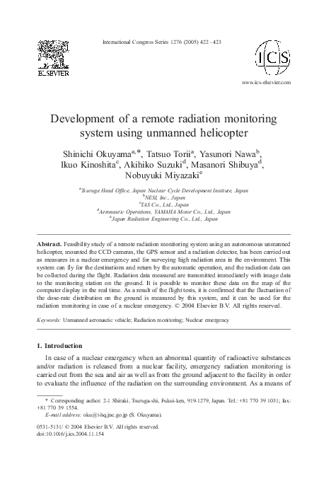 (PDF) Development of a remote radiation monitoring system using unmanned helicopter