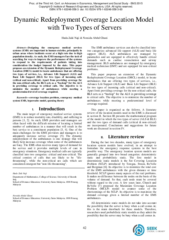 (PDF) Dynamic Redeployment Coverage Location Model with Two Types of Servers