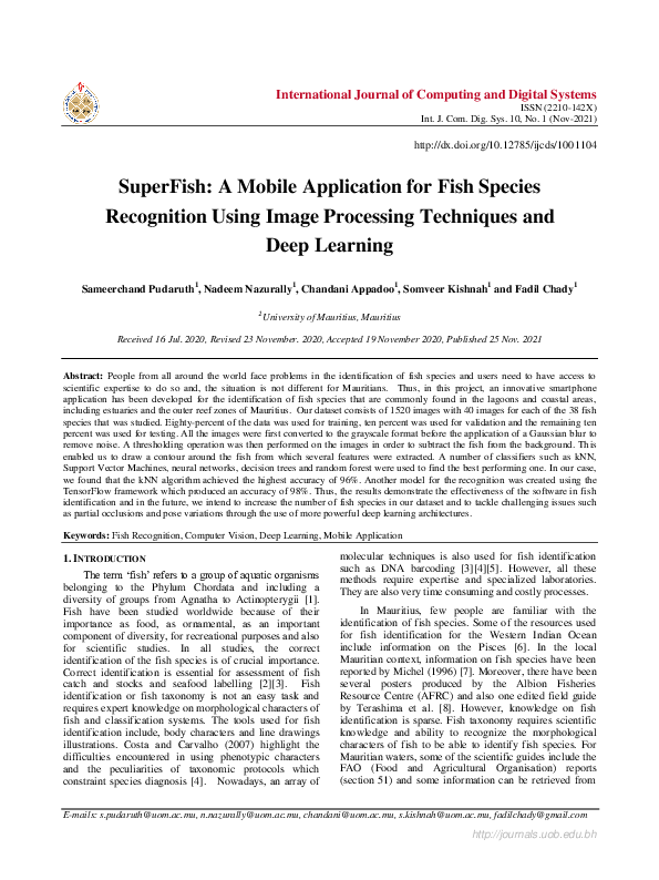 (PDF) SuperFish: A Mobile Application for Fish Species Recognition ...