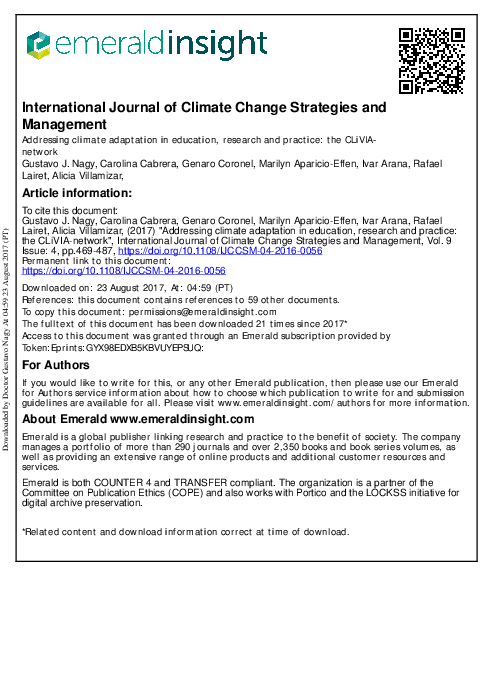 (PDF) International Journal of Climate Change Strategies and Management ...
