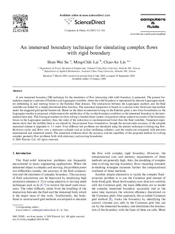Pdf An Immersed Boundary Technique For Simulating Complex Flows With