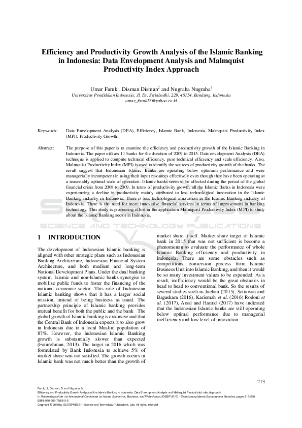 (PDF) Efficiency and Productivity Growth in Indonesian Islamic Banks