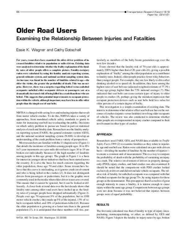 (PDF) Older Road Users: Examining the Relationship Between Injuries and ...