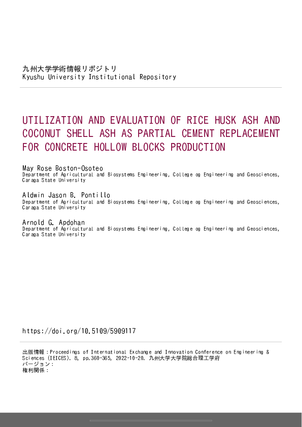 (PDF) Utilization and Evaluation of Rice Husk Ash and Coconut Shell Ash ...