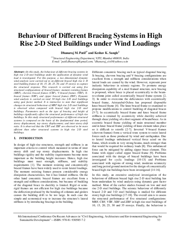 (PDF) Behaviour of Different Bracing Systems in High Rise 3-D Benchmark ...