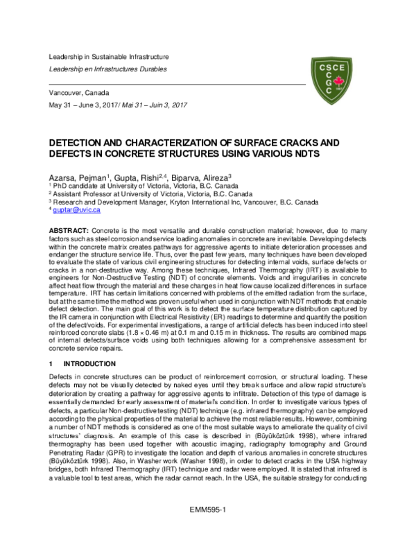 Pdf Detection And Characterization Of Surface Cracks And Defects In