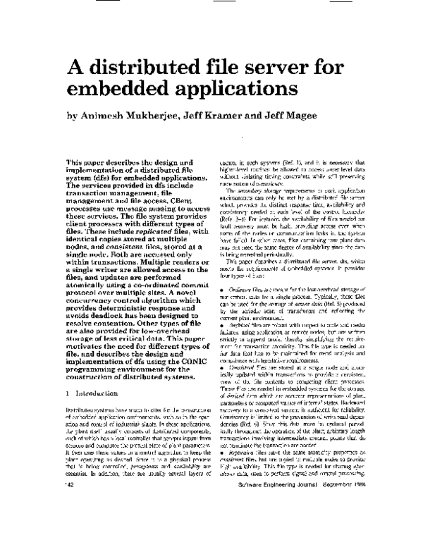 (PDF) A distributed file server for embedded applications