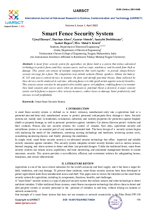(PDF) Smart Fence Security System