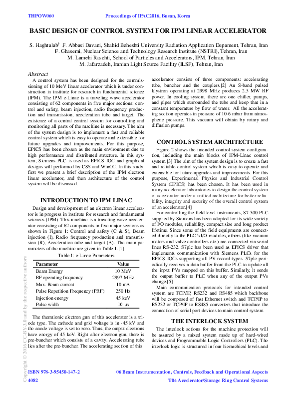 (PDF) Basic Design of Control System for IPM Linear Accelerator