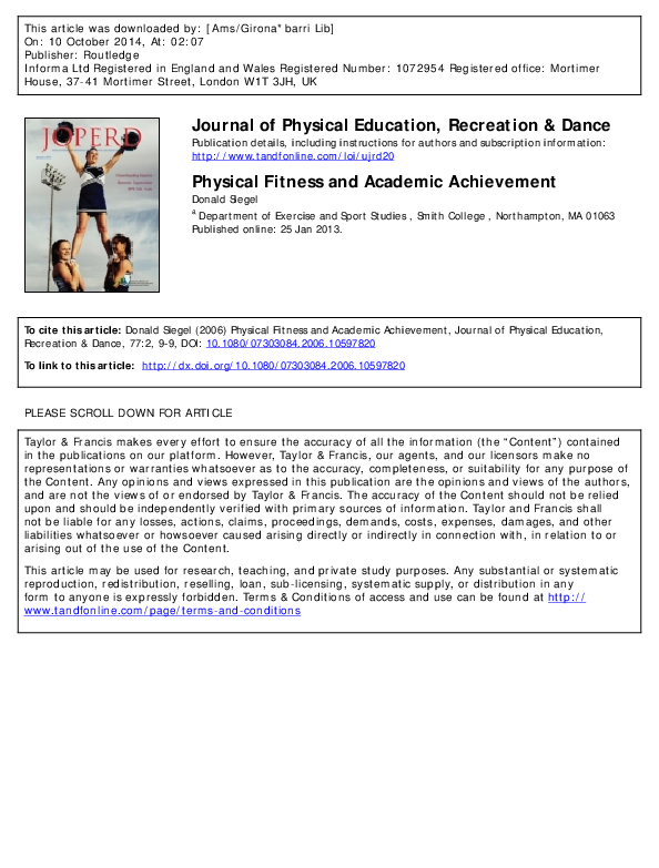(PDF) Physical Fitness and Academic Achievement