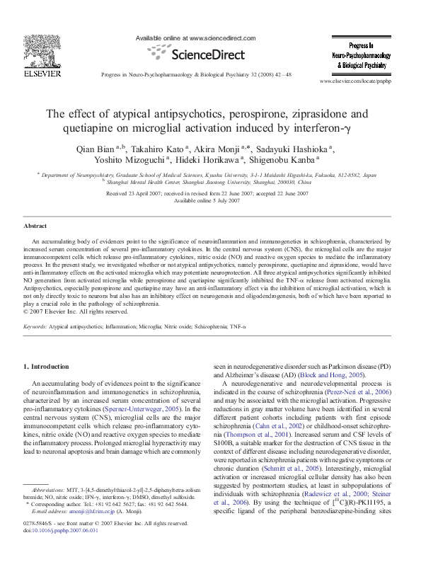 (PDF) The effect of atypical antipsychotics, perospirone, ziprasidone ...