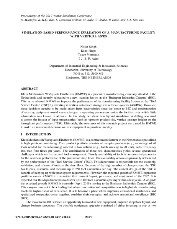 Pdf Simulation Based Performance Evaluation Of A Manufacturing